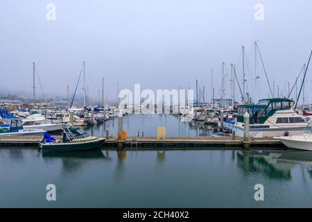 El Granada, California USA - September 12, 2020: Boats docked at the ...