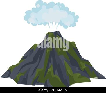 Volcano lava burst cartoon hell vector background. Fantasy hot volcanic ...
