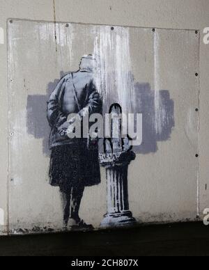 The mural called Art Buff created by street artist Banksy which ...