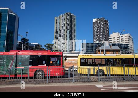 Sydney buses and bus interchange station in Parramatta city centre ...