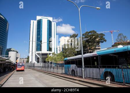Sydney buses and bus interchange station in Parramatta city centre ...