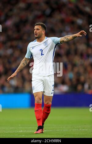 England's Kyle Walker gestures during a World Cup qualifying soccer ...