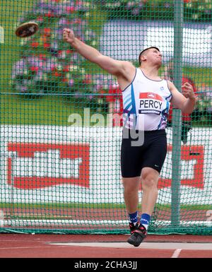 Nicholas Percy in the Discus throw during day one of the British ...