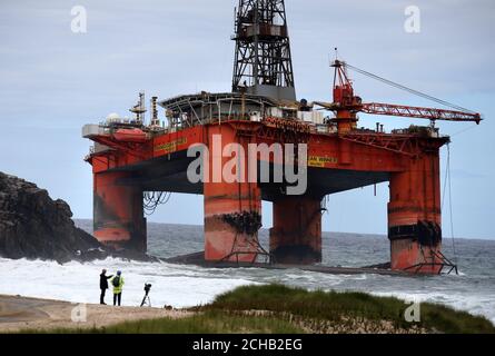 The 17000-tonne drilling rig Transocean Winner after it ran aground at ...