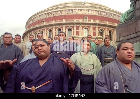 Sumo wrestling at the Royal Albert Hall, at the start of the first ...