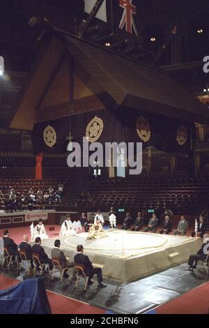Sumo wrestling at the Royal Albert Hall, at the start of the first ...