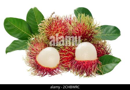 Red rumbutan fruit isolated on white background Stock Photo - Alamy