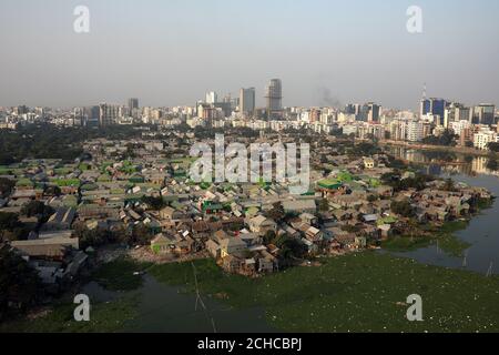 Arial view of the Korail slum in Dhaka, Bangladesh, January 31, 2019 ...