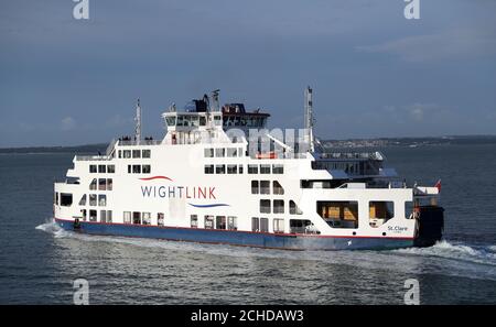 Isle of Wight Wightlink ferry MV St Clare arriving at Portsmouth ...