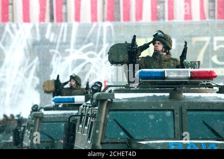 SAINT-PETERSBURG, RUSSIA - JANUARY 24, 2019: Fighting vehicles of the ...