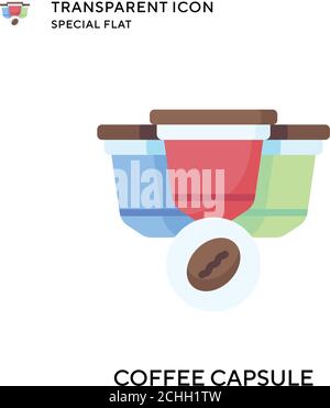 Cappuccino capsule icon flat vector. Cafe coffee. Espresso cup Stock ...