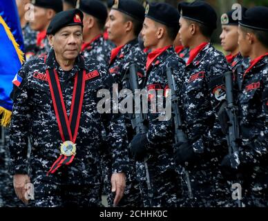 Philippine President Rodrigo Duterte wearing military uniform Stock ...