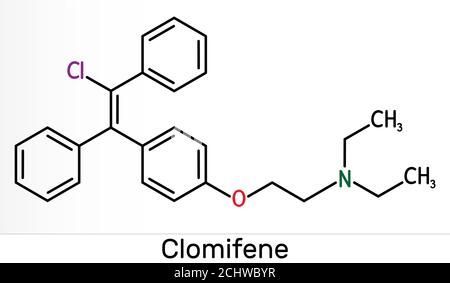 Clomifene, clomiphene, enclomifene, E-isomer molecule. It is an oral ...