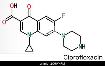 Ciprofloxacin, quinolone molecule. It is a synthetic broad spectrum ...