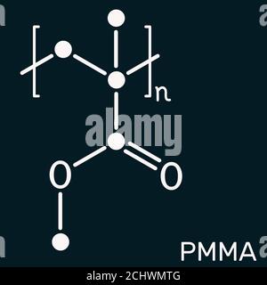 PMMA acrylic glass polymer. Molecular model of the polymer poly(methyl ...