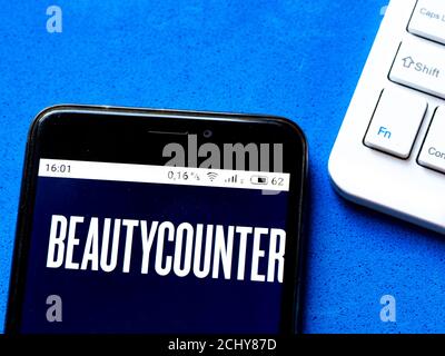 In this photo illustration a Beautycounter logo is seen displayed on a ...
