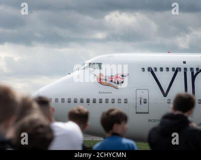 The retirement flight of Virgin Atlantics Boeing 747 - 400 named ...