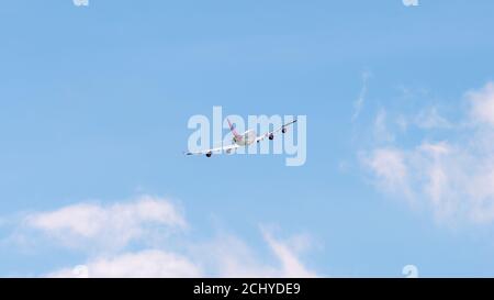 The retirement flight of Virgin Atlantics Boeing 747 - 400 named ...