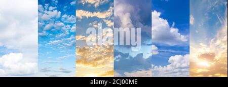 Collage of sky images with different types of clouds at different times ...