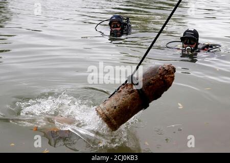 Unexploded bomb shells from World War One in West Flanders, Belgium ...