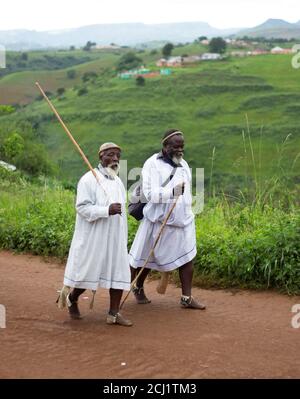 Members of the Shembe faith (Nazareth Baptist Church), a religious ...