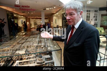 Horst Zuse, son of the computer pioneer Konrad Zuse, poses in front of ...