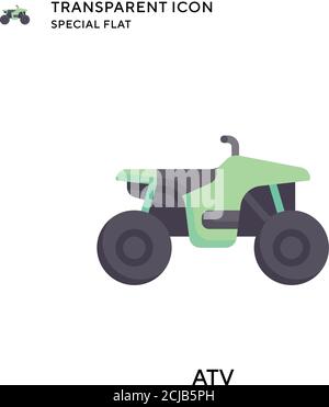 ATV rider, Quad bike flat vector isolated on black background icon ...