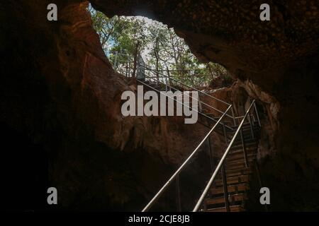Stainless steel staircase in the cave. Stainless steel staircase to GOA ...
