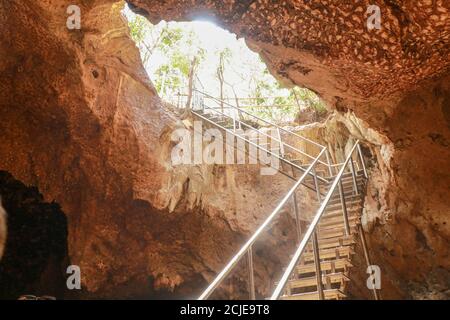 Stainless steel staircase in the cave. Stainless steel staircase to GOA ...