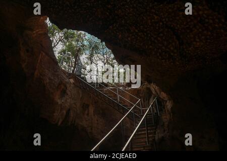 Stainless steel staircase in the cave. Stainless steel staircase to GOA ...