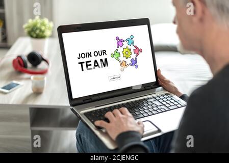 Laptop screen displaying a join our team concept Stock Photo - Alamy