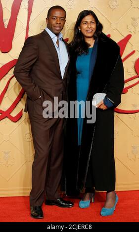Adrian Lester with his wife Lolita Chakrabarti after receiving his ...