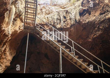 Stainless steel staircase in the cave. Stainless steel staircase to GOA ...