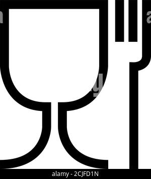 Food safe material sign. Wine glass and fork symbol meaning plastics is ...