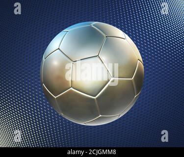 metallic football (soccer ball) on the blue hi-tech background Stock ...