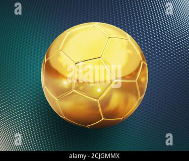 Golden football soccer ball on a burgundy background. 3D Rendering ...
