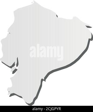Ecuador country simplified map. Grey stylish smooth map. Vector icons ...