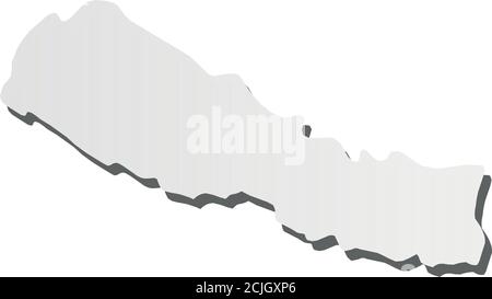 Nepal country simplified map. Grey stylish smooth map. Vector icons ...
