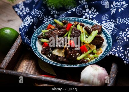 Celery fry beef Stock Photo - Alamy