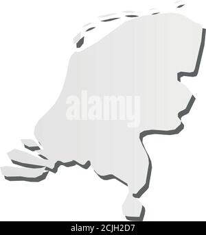 Netherlands country simplified map. Grey stylish smooth map. Vector ...