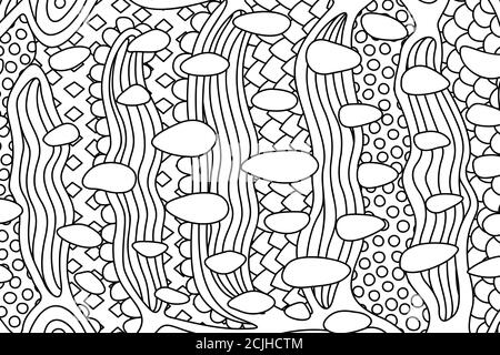 Beautiful rectangle coloring book page with abstract monochrome pattern ...