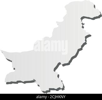 Pakistan country simplified map. Grey stylish smooth map. Vector icons ...