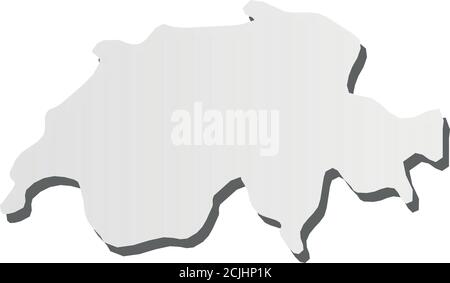 Switzerland country simplified map. Grey stylish smooth map. Vector ...