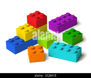 Building blocks in rainbow colors steady growth diagram 3D Stock Photo ...