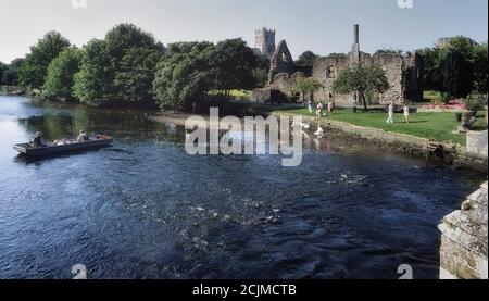 Fishing from The Bridge Pool, Christchurch. Dorset. England. UK Stock ...