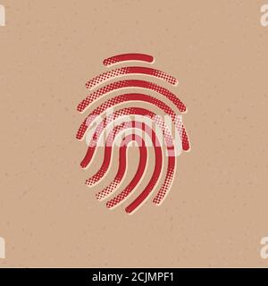 Fingerprint icon in halftone style. Grunge background vector ...