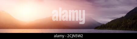 Panoramic View of Tutshi Lake with Canadian Mountain Landscape Stock ...