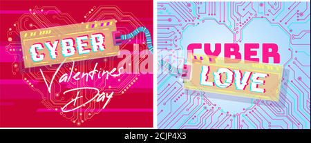 Valentine's day cyber technology, Abstract heart technology. It's a ...