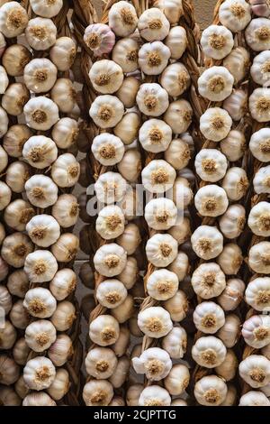 Garlic. Background of garlic in a spanish market Stock Photo - Alamy