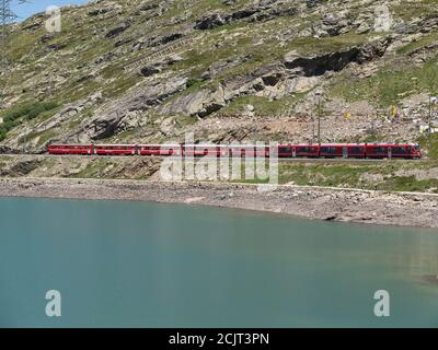 The Bernina Express scenic train travels on the spectacular Albula ...